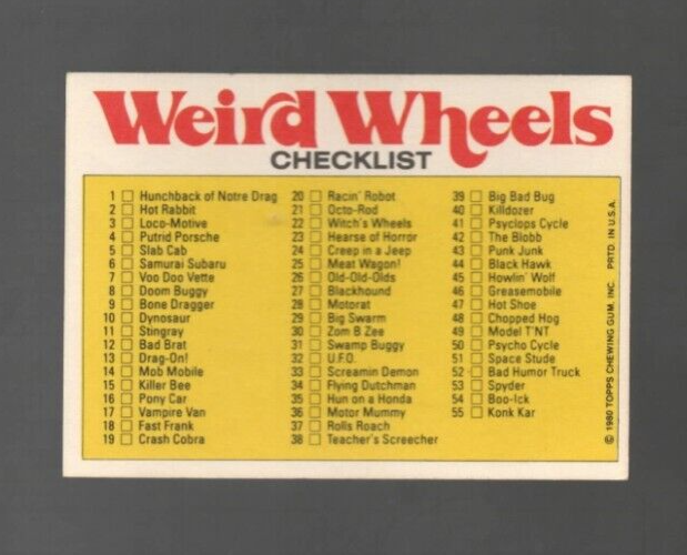 1980 Topps WEIRD WHEELS "Rolls Roach" Sticker #37 Ex/NM | eBay