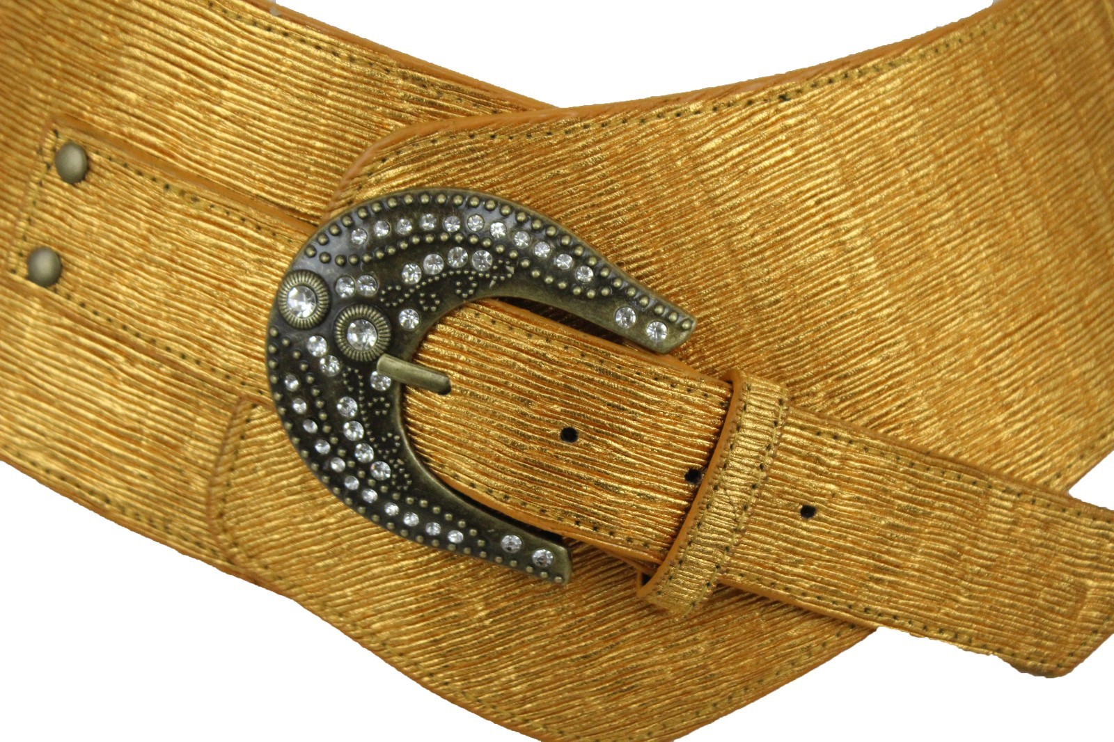 Women Fancy Gold Belt Hip High Waist Wide Western Bling Buckle Fashion ...