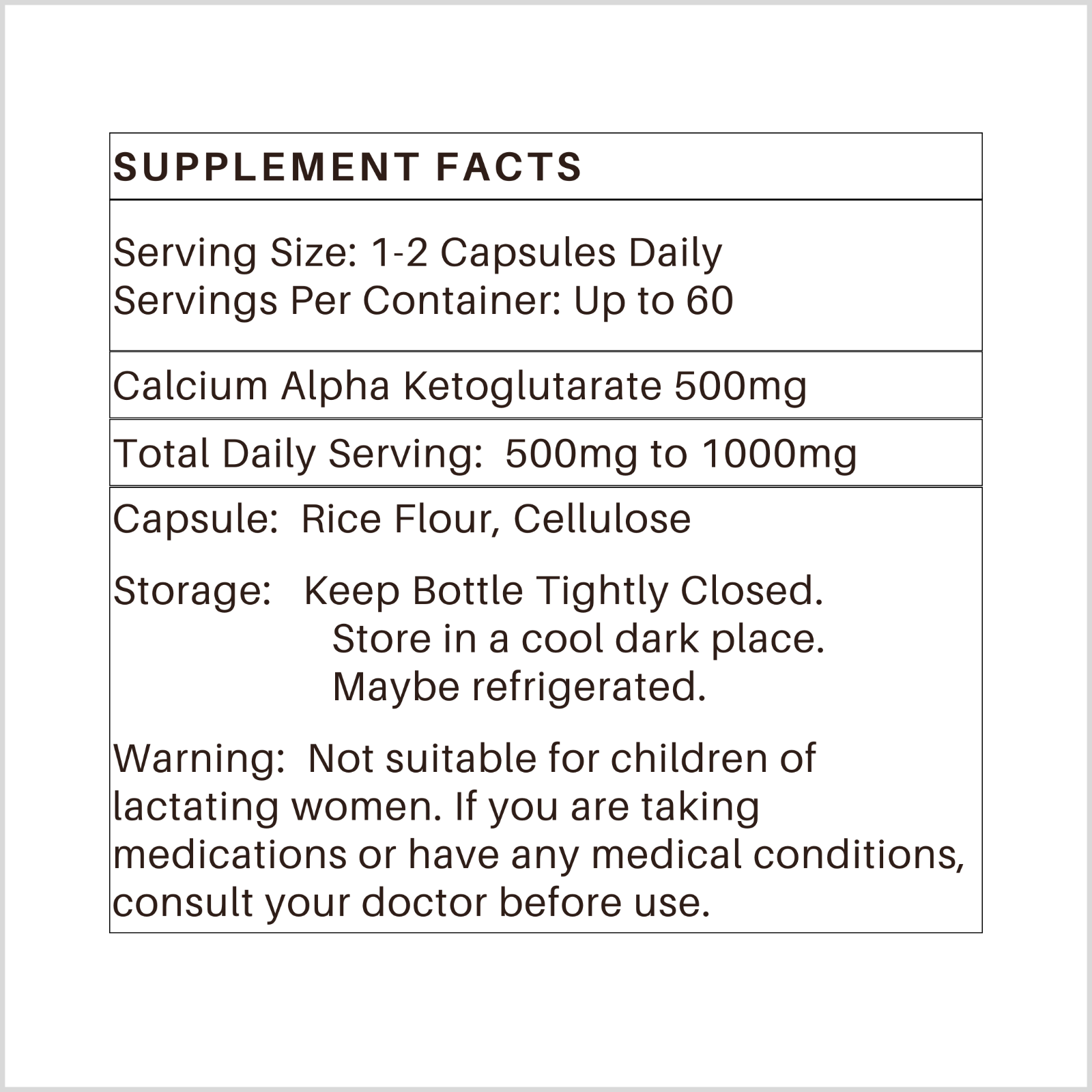 Ca-AKG Calcium Alpha Ketoglutarate Australian Lab Cert Anti Aging ...