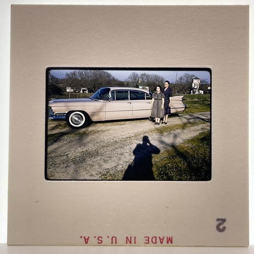 Vintage 50s 35mm Slide Women Posed with 1959 Cadillac Big Fin Classic ...