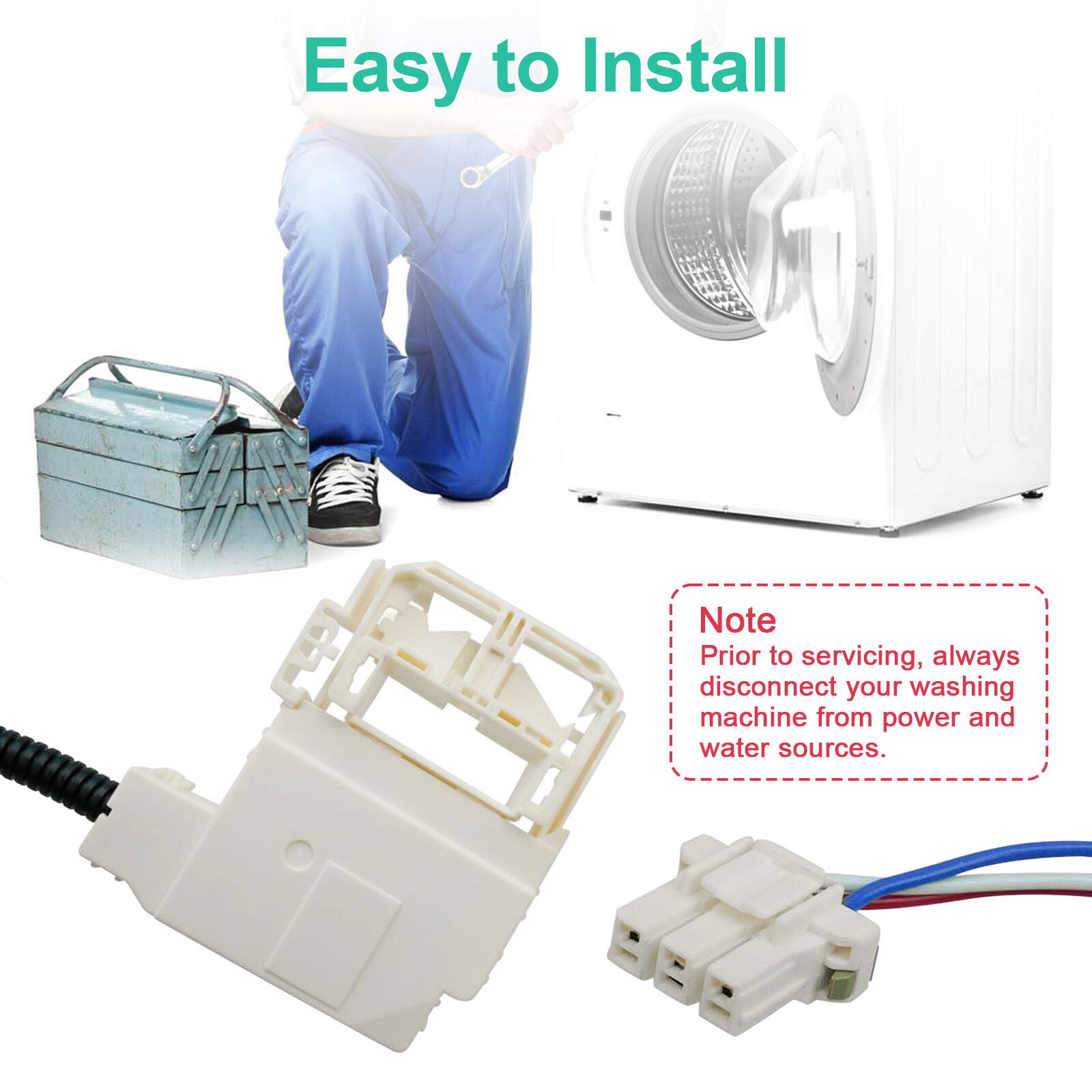 WH08X32657 WH08X31222 PS16619254 for GE Washer Lid Lock Switch Washing ...