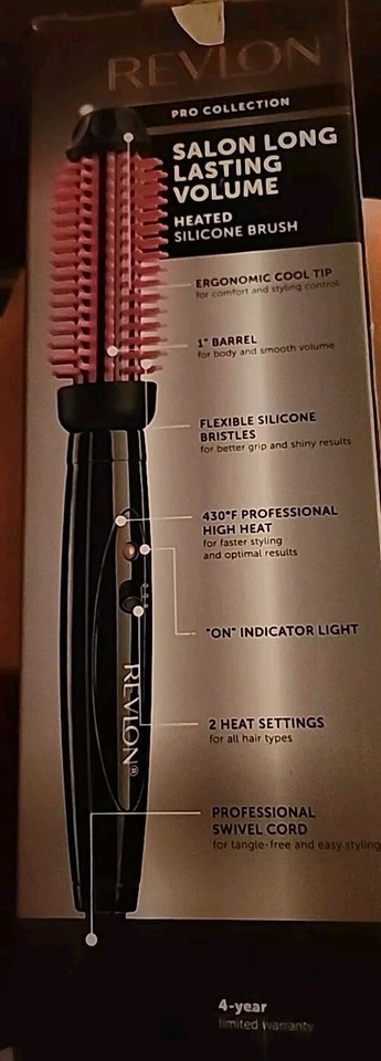Revlon Pro Collection Heated Silicone Bristle Curl Brush Black 1 ...