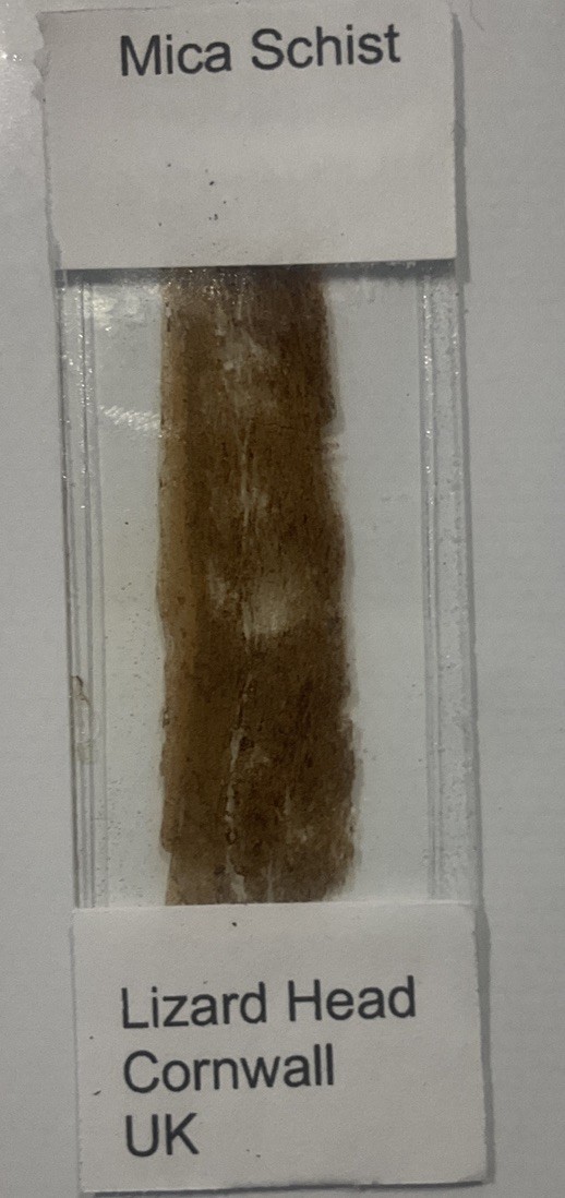 Geological Microscope Slide of a Mica Schist, Lizard Head, Cornwall, UK ...