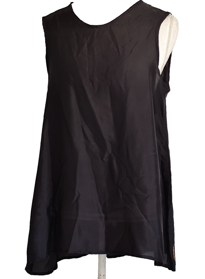 Womens Paper Temples Solid Black Rayon Sleeveless Tunic Tank OS made in ...