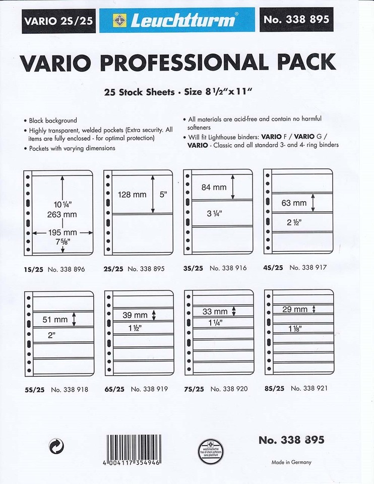 50 Lighthouse Vario 2S Pages 2 Pocket For Stamp Currency Album Double ...