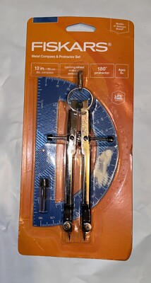 NEW FISKARS Metal Compass &I Protractor Set w/ Lead Refills | eBay