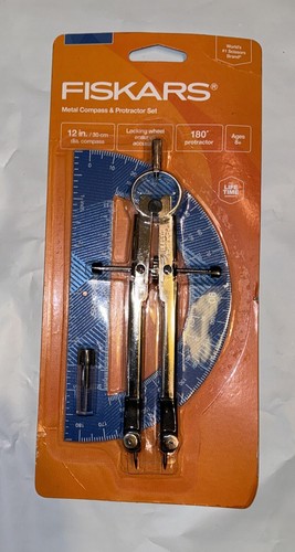 NEW FISKARS Metal Compass &I Protractor Set w/ Lead Refills | eBay