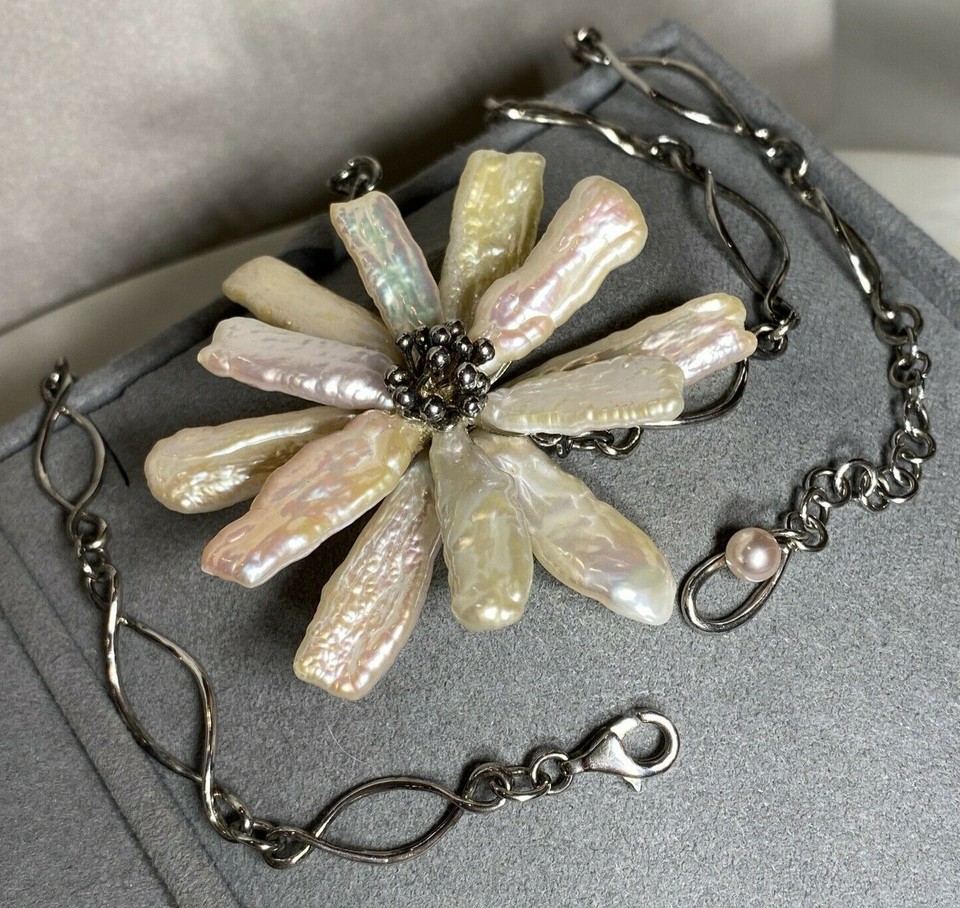 Iridesse by Tiffany & Co Biwa Pearl Flower Pendant Sterling Silver ...