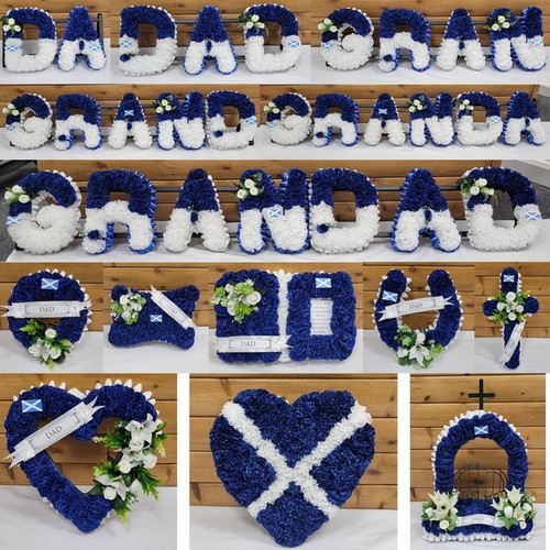 Scottish Funeral Flowers Artificial Tribute Wreath Memorial Dad Heart ...