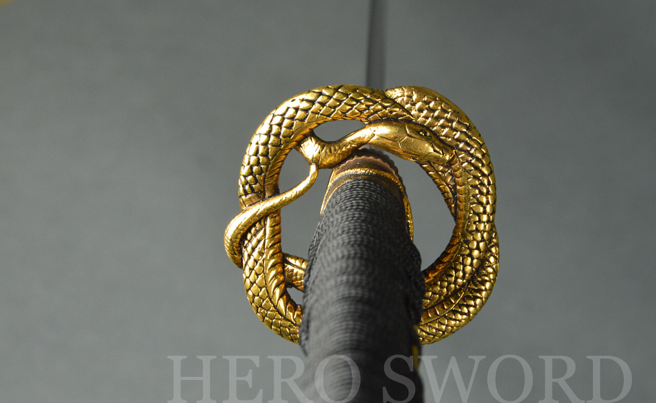 High Quality Snake TSUBA-Kashira-Fuchi-Menuki Katana Japanese Samurai ...