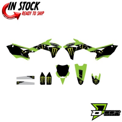D'COR Monster Energy Slash Graphics Kit Kawasaki KX250F 2017-2020 NEW ...