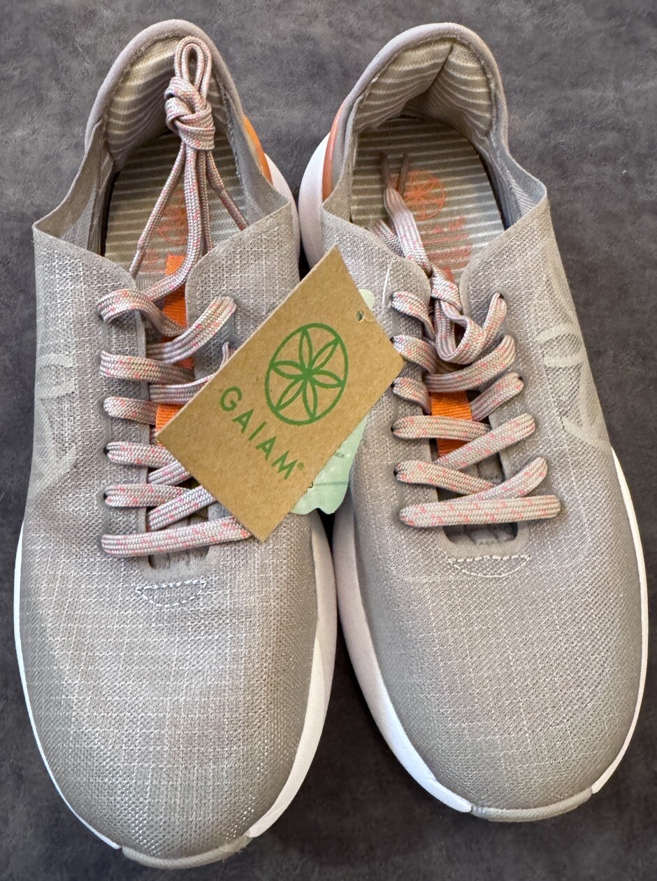 NWT Women’s GAIAM Mindful walking yoga shoes breathable mesh tan orange ...