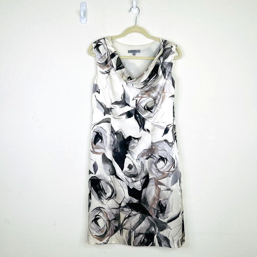 Classiques Entier Womens Size S Mini Sheath Dress Silk Floral Cowl Neck ...