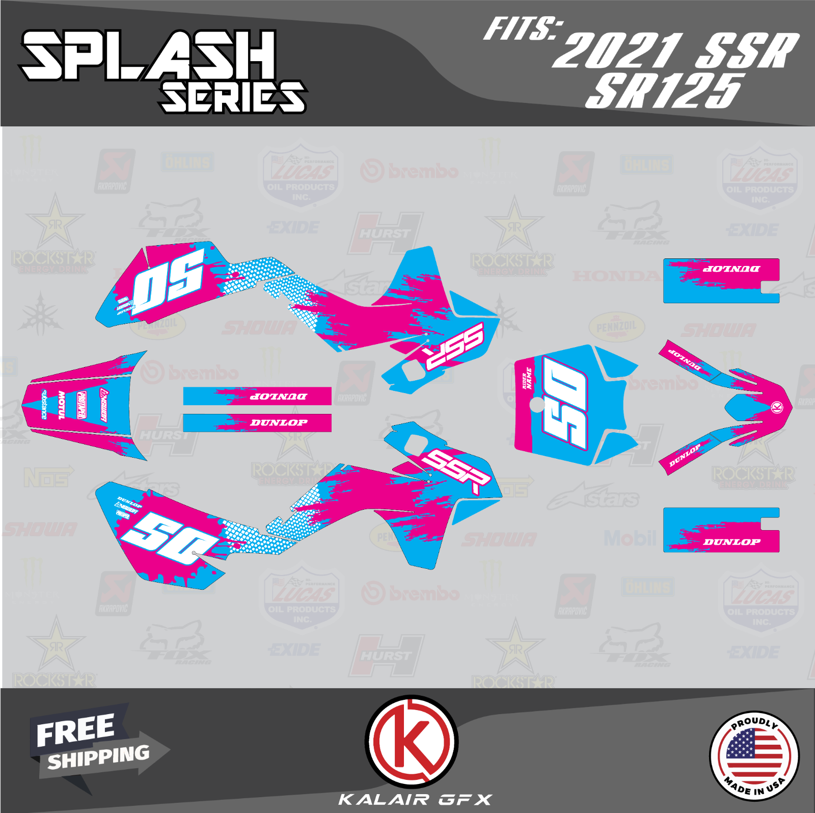 Graphics Kit for SSR SR70C SR110 SR125 70 100 125 2021 Splash Series ...