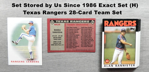 TEXAS RANGERS 1986 Topps 28-Card Team Set (H) _ Stored by Us Since 1986 ...