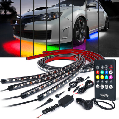 4Pcs RGB 8 LED Strip Under Car Tube Underglow Underbody System Neon ...
