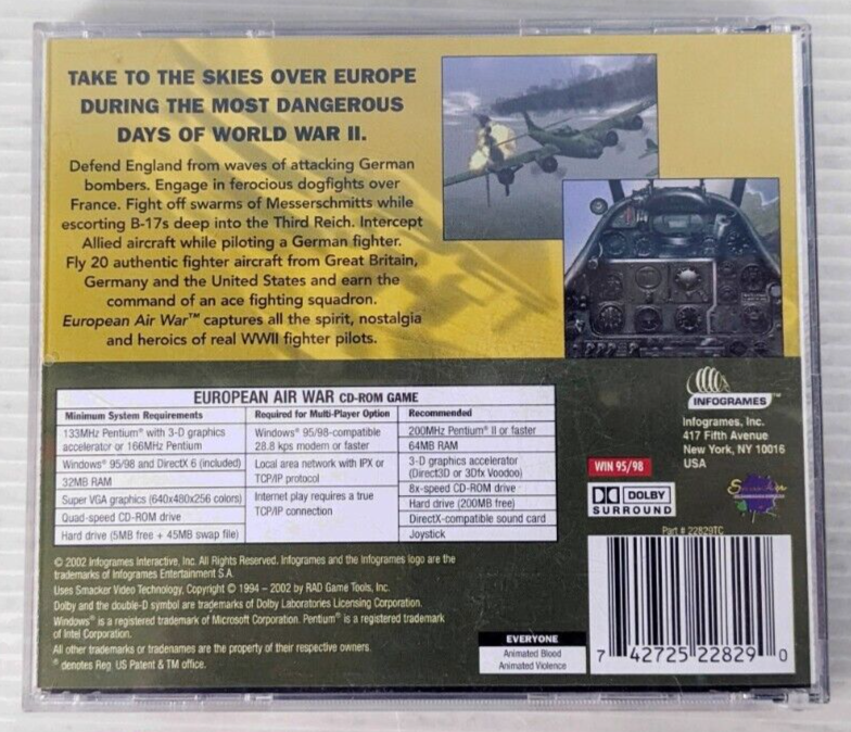 European Air War PC CD-ROM Infogrames Combat Flight Simulator Jewel ...