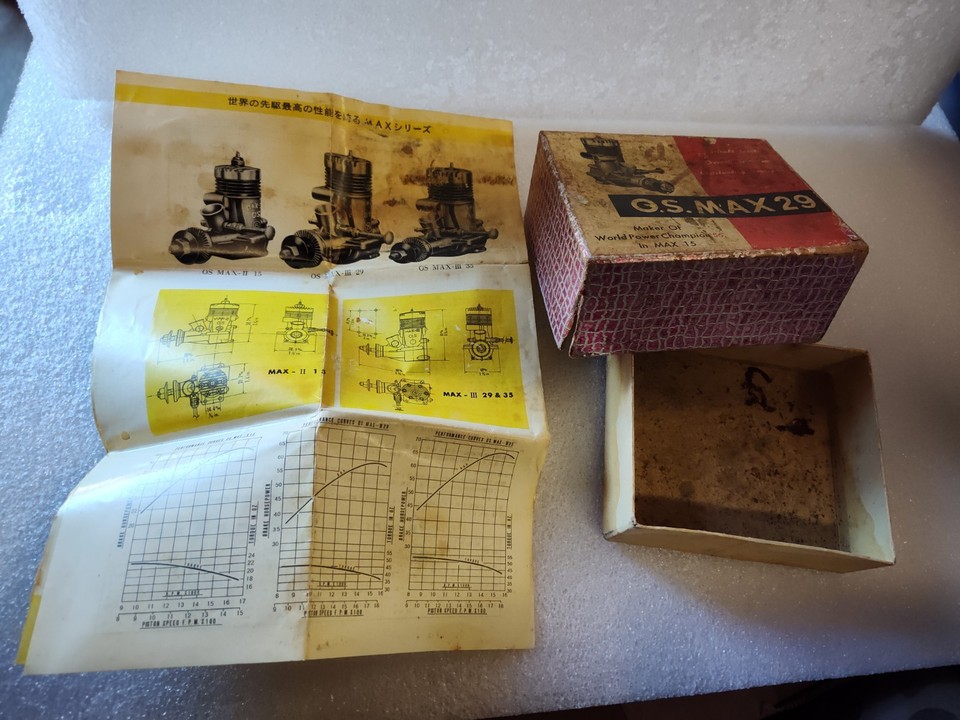 Vintage OS Max 29 Model Airplane Engine Empty Box With Instructions ...
