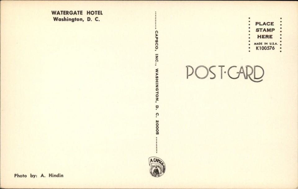 Washington DC Watergate Hotel historic Richard Nixon aerial vintage ...