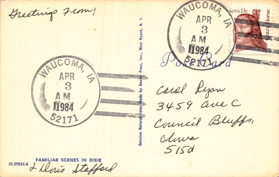 WAUCOMA, APR, DIXIE, Doris Stafford, Dexter Press, West Ny Postcard | eBay