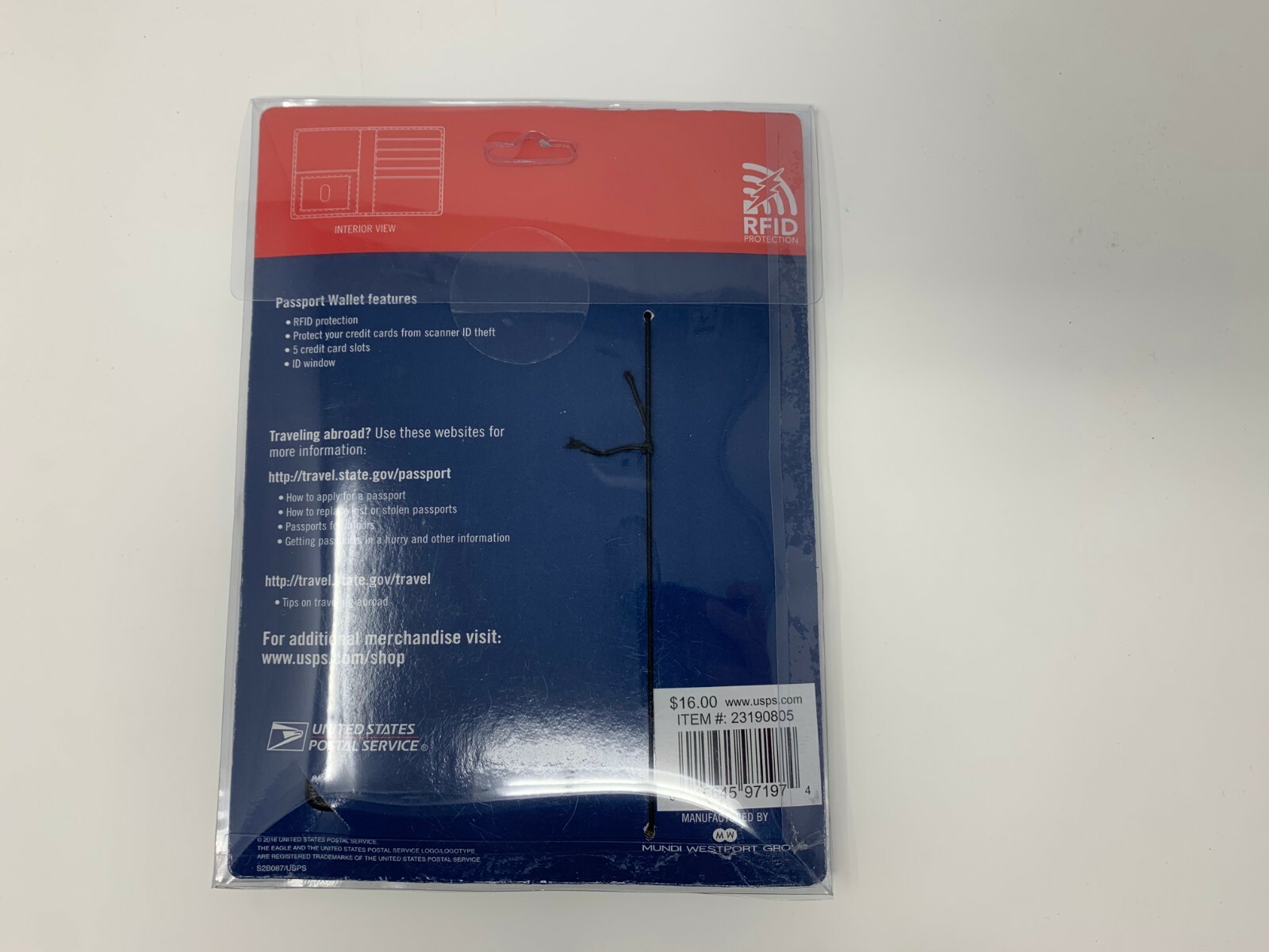 USPS Leather Passport Wallet Brown Sonic Eagle RFID Protection 5 Card ...