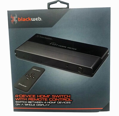 Blackweb 4 Device HD 1080p Up to 4K HDMI Switch w/ Remote Control New ...