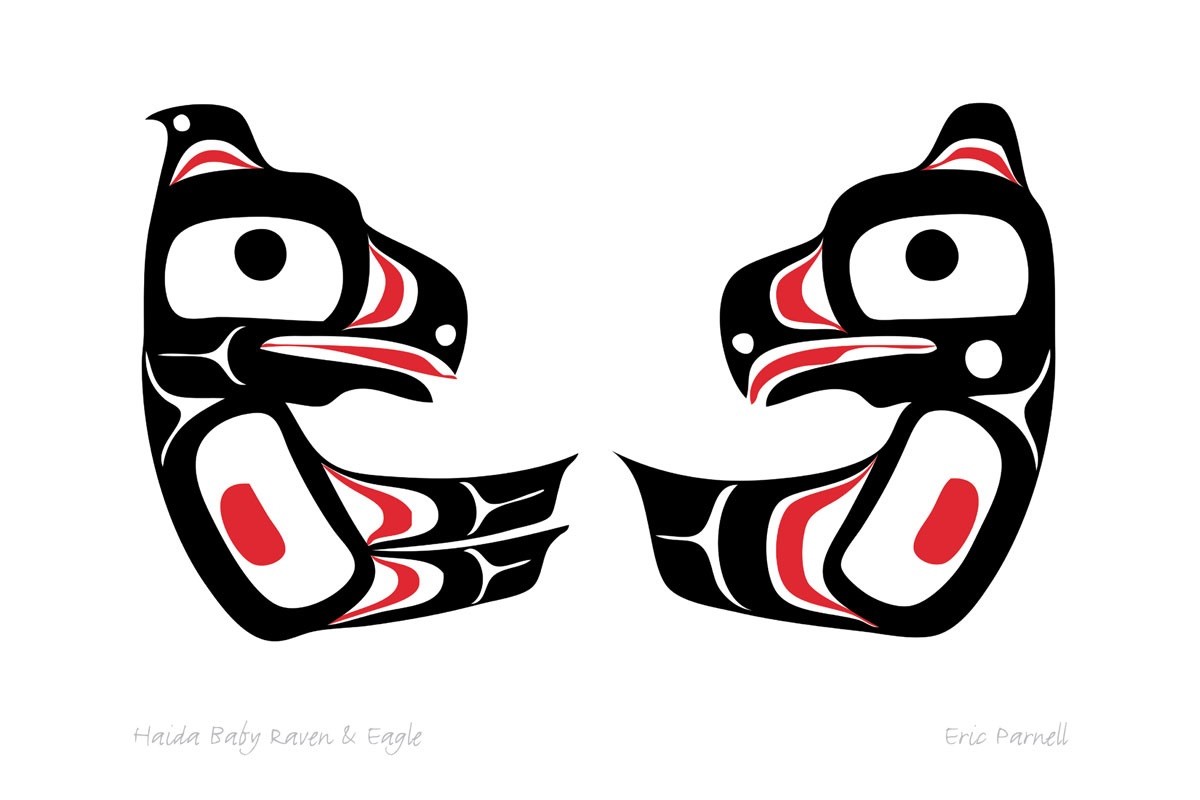 Haida Baby Raven and Eagle Eric Parnell Art Card Northwest Coast Native ...
