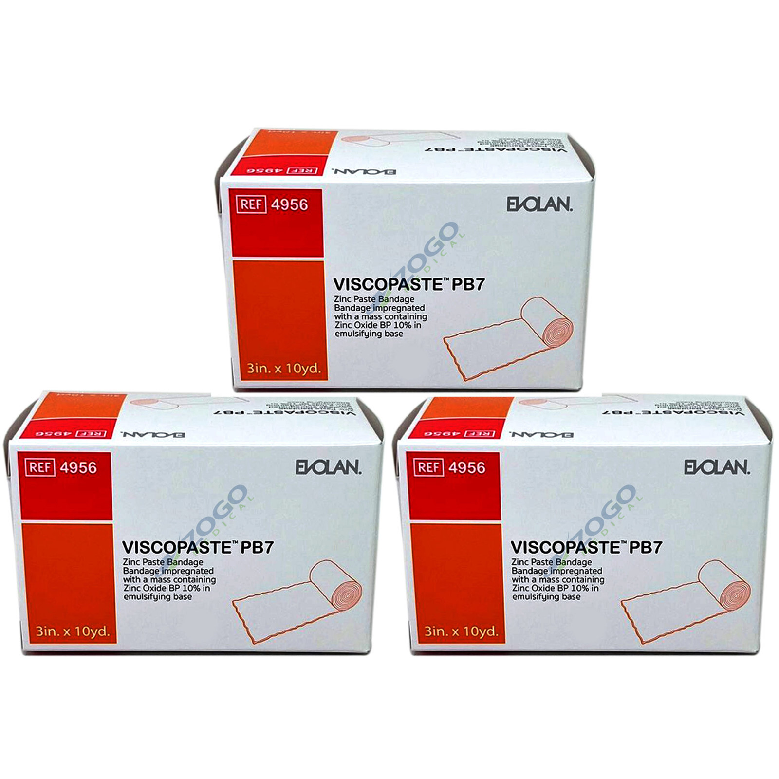 Smith & Nephew 4956 Viscopaste PB7 Zinc Paste Bandage 3" x 10 Yards ...