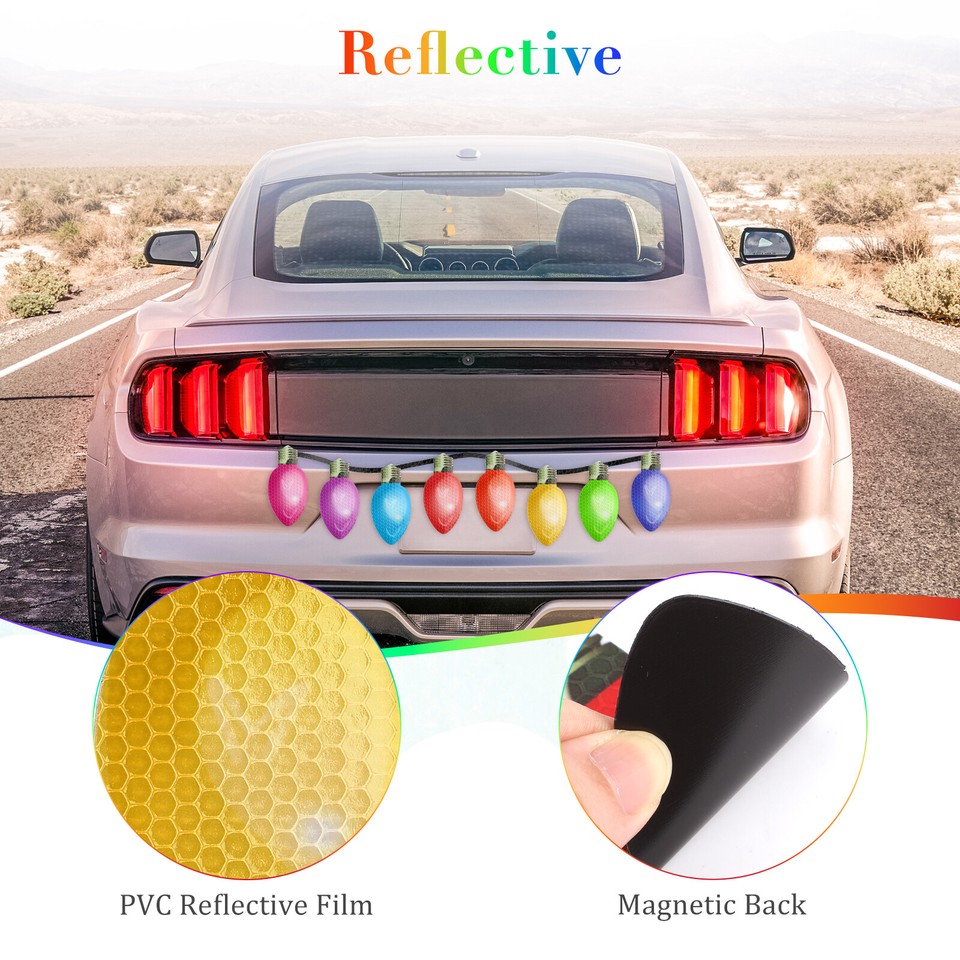 36X Magnet Reflective Stickers Christmas Light Bulb Shaped Decal Car ...