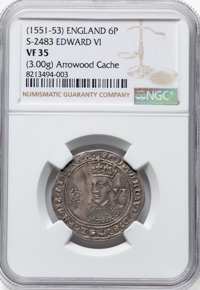 ENGLAND - Edward VI (1551-1553) 1/2 Shilling - London Mint - NGC VF35 ...