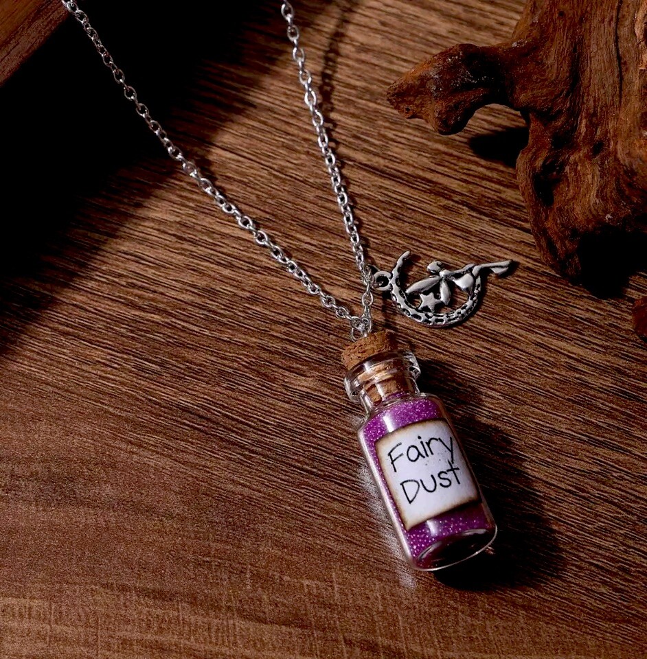FAIRY DUST Glass Bottle Necklace ♡ Faerie Pixie Pendant ☆ TINKERBELL, Peter Pan! | eBay