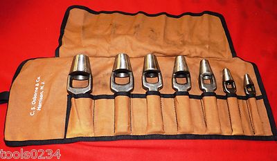 K-14 7 Pc CS Osborne 149 Arch Punch Set Round Circular Leather Rubber ...