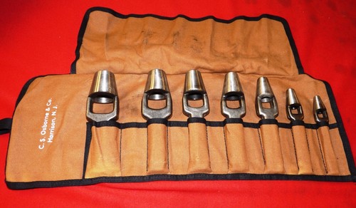 K-14 7 Pc CS Osborne 149 Arch Punch Set Round Circular Leather Rubber ...