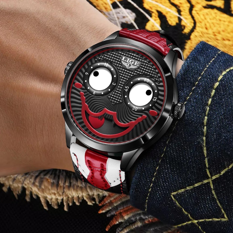 🔥2026 Mens Funny Quirky Watch Quartz Moon phase 3ATM Waterproof Man ...