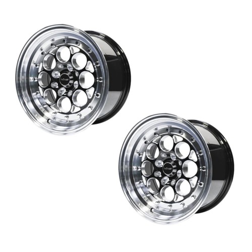 2x VMS Racing Revolver Black Polished Lip Rivets Drag Wheels Rims 13x8 ...
