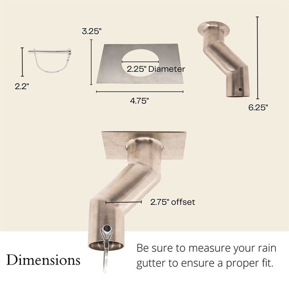 Stainless Steel Gutter Adapter Kit for Rain Chain with Offset Design 2. ...