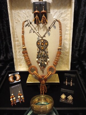 Vintage Jewelry Lot SOUTHWEST/BOHO AMBER FALL Colors FILIGREE GLASS ...
