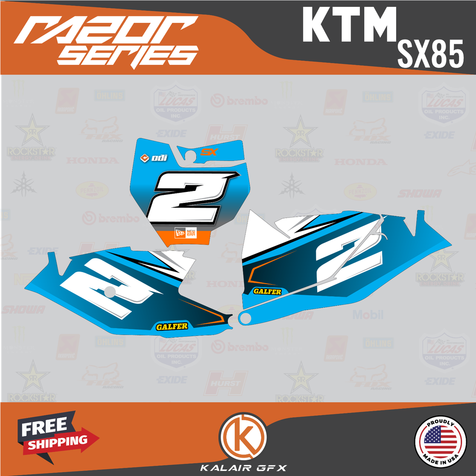 Graphics Kit for KTM 85SX SX85 (2018-2023) RAZOR-ORANGE CYAN | eBay