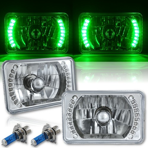 4X6" Green LED Halo Angel Eye Headlight Halogen Headlamp 55/60W Light ...