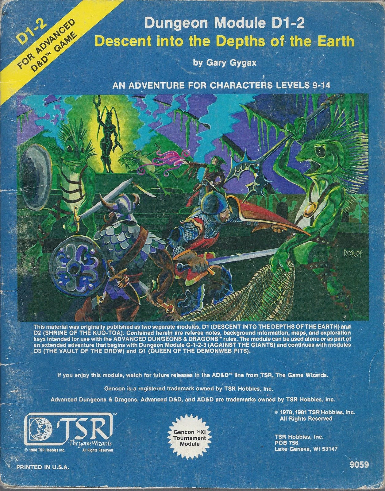 Advanced Dungeons & Dragons RPG D1/2 Descent into the Depths of Earth ...