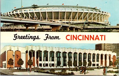 1970 Postcard Greetings from Cincinnati Reds Bengals Riverfront Stadium ...