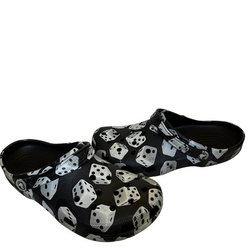 CROCS Mens Vegas Dice Size 13 Slip On Round Toe Graphic Clogs Black ...