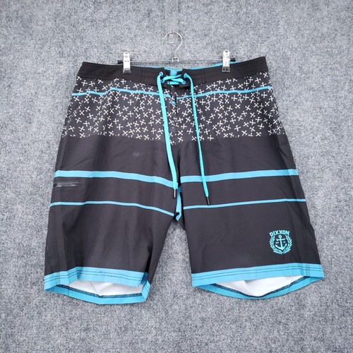 Dixxon Swim Trunks Mens 38 Black Blue Bermuda Drawstring Bathing Suit ...