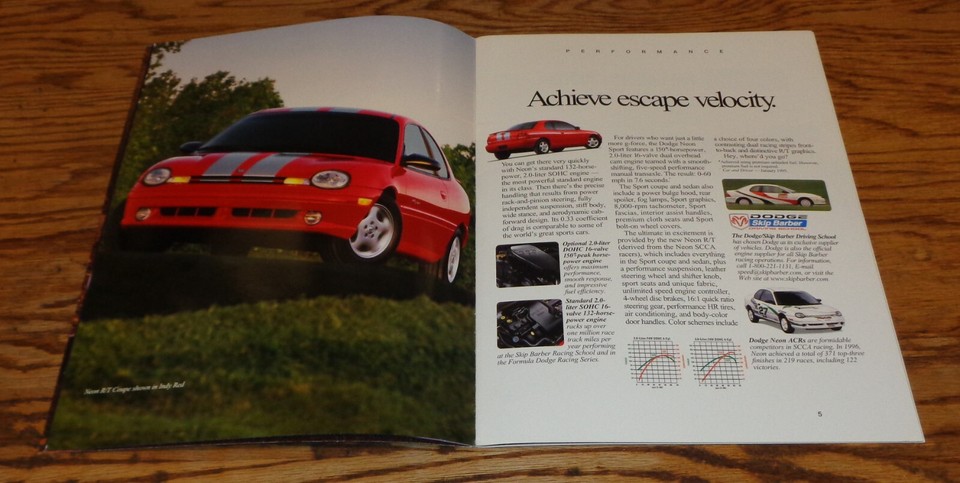 Original 1998 Dodge Neon Deluxe Sales Brochure 98 ACR Sport R/T | eBay
