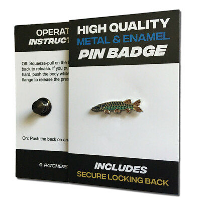 Pike Fish High Quality Metal & Enamel Pin Badge with Secure Locking ...