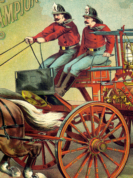 1880s Fire Engine Vintage Style Firefighter Advertising Poster - 24x30 ...