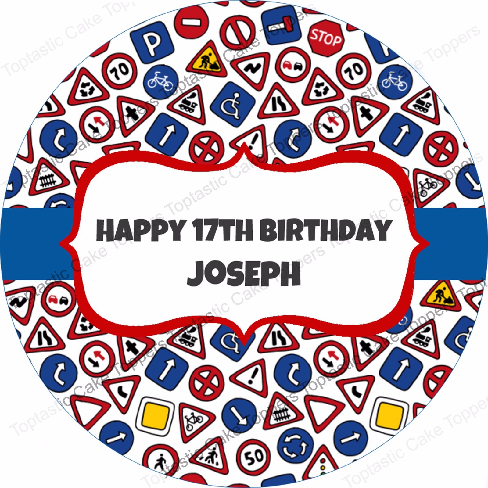 Personalised Road Signs Driving Test Learner Edible Icing Birthday Cake ...