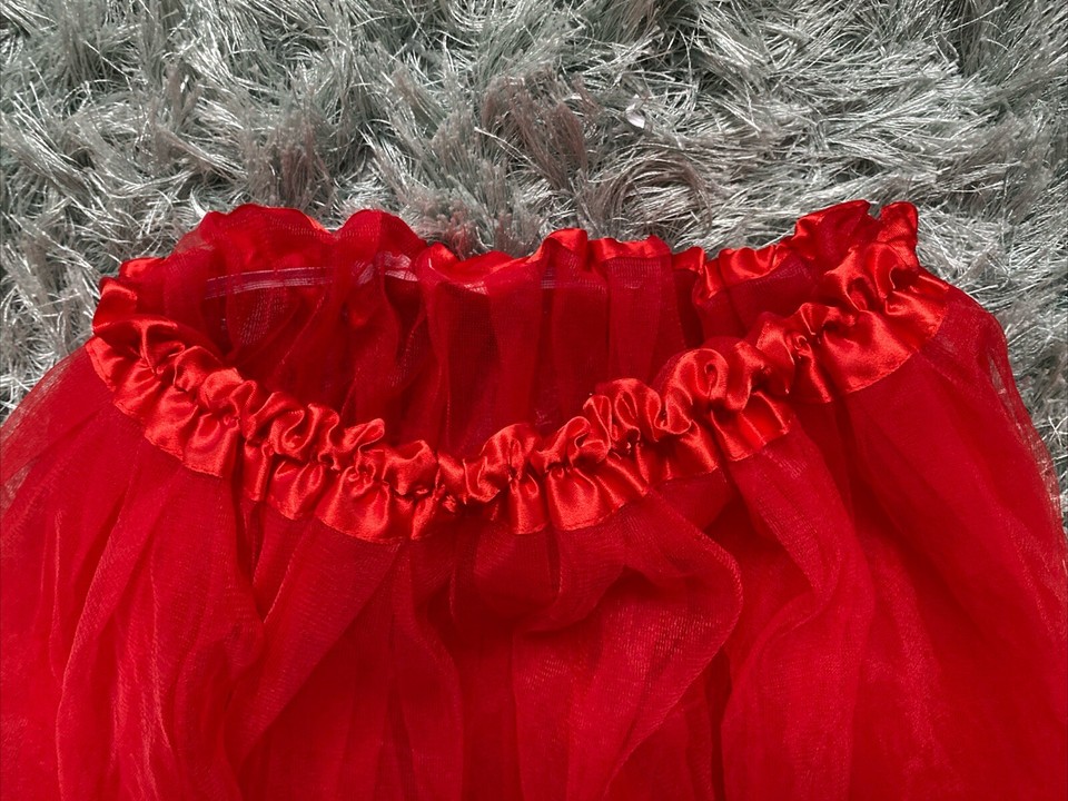 Women Teens Tutu Tulle Holiday Red Cute Skirt Dress Up Play Party Dance ...