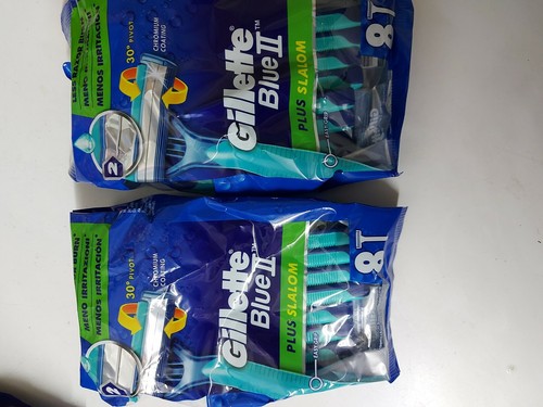New Gillette Blue 2 Plus Slalom Mens Disposable Razor x2 Packs of 8 ...