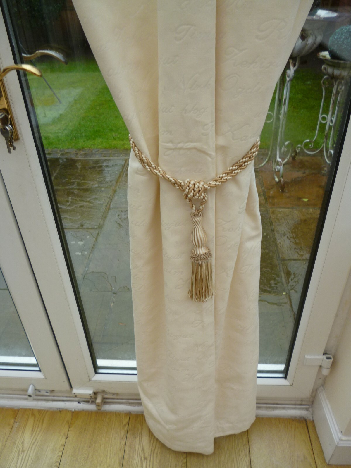 Cream Script curtains Quality Jacquard fabric with script writing | eBay